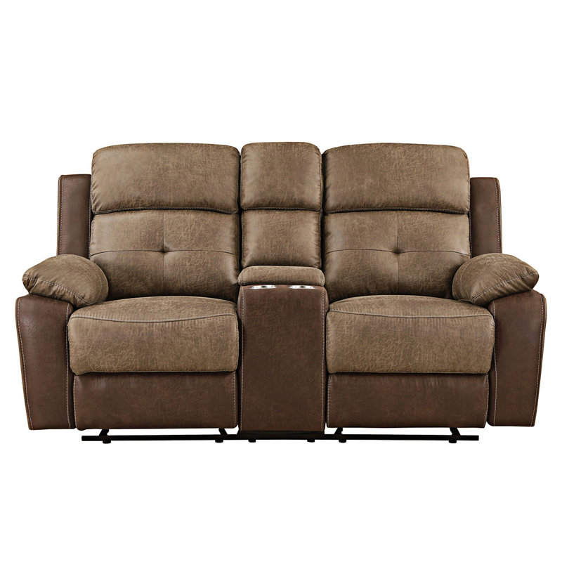 Comtable Reclining Sofa 2Pc Set Faux Leather Upholstered Dual Reclining Sofa Loveseat Nailhead Trim Power USB Ports